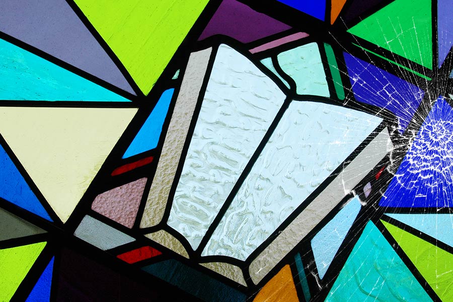 Worker fights for job after smashing window depicting slavery ...